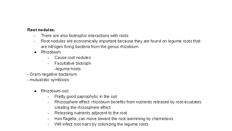 Plant Micro Lecture 24: Root Nodules & Nitrogen Fixation Insights - Studocu