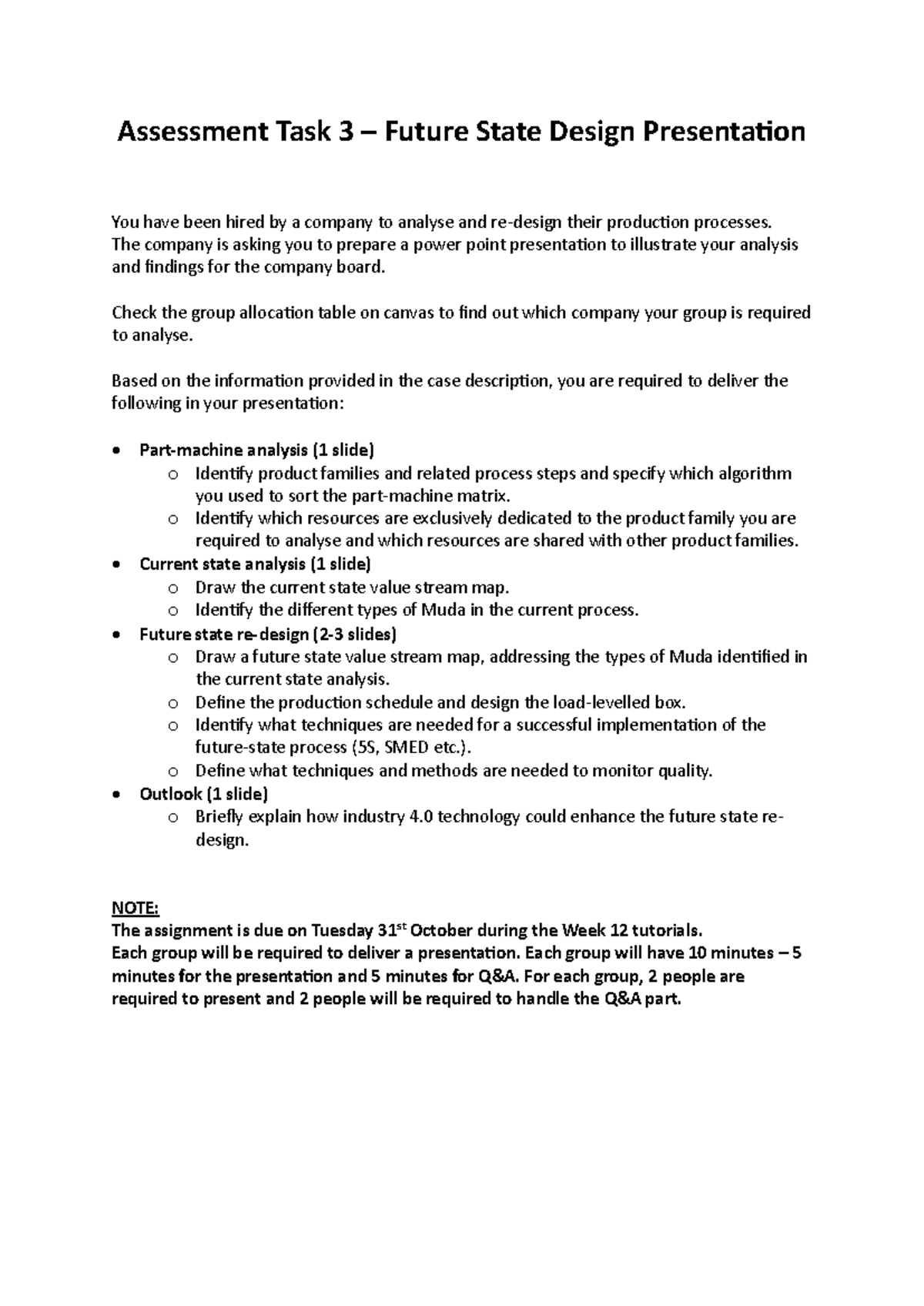 A3 Future State Design Presentation for Production Process Analysis ...