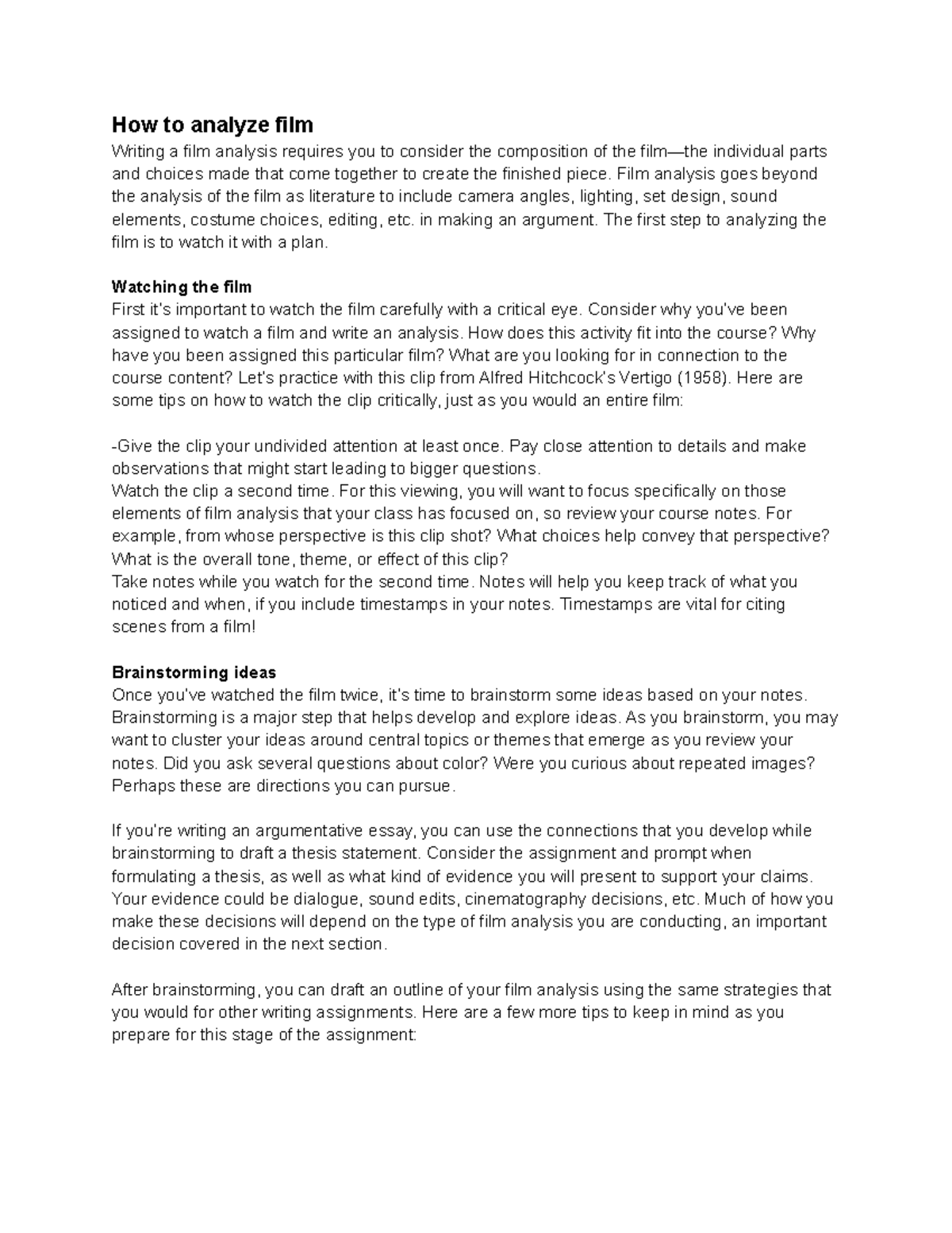 Film Studies Notes: Analyzing Composition and Themes in Movies - Studocu