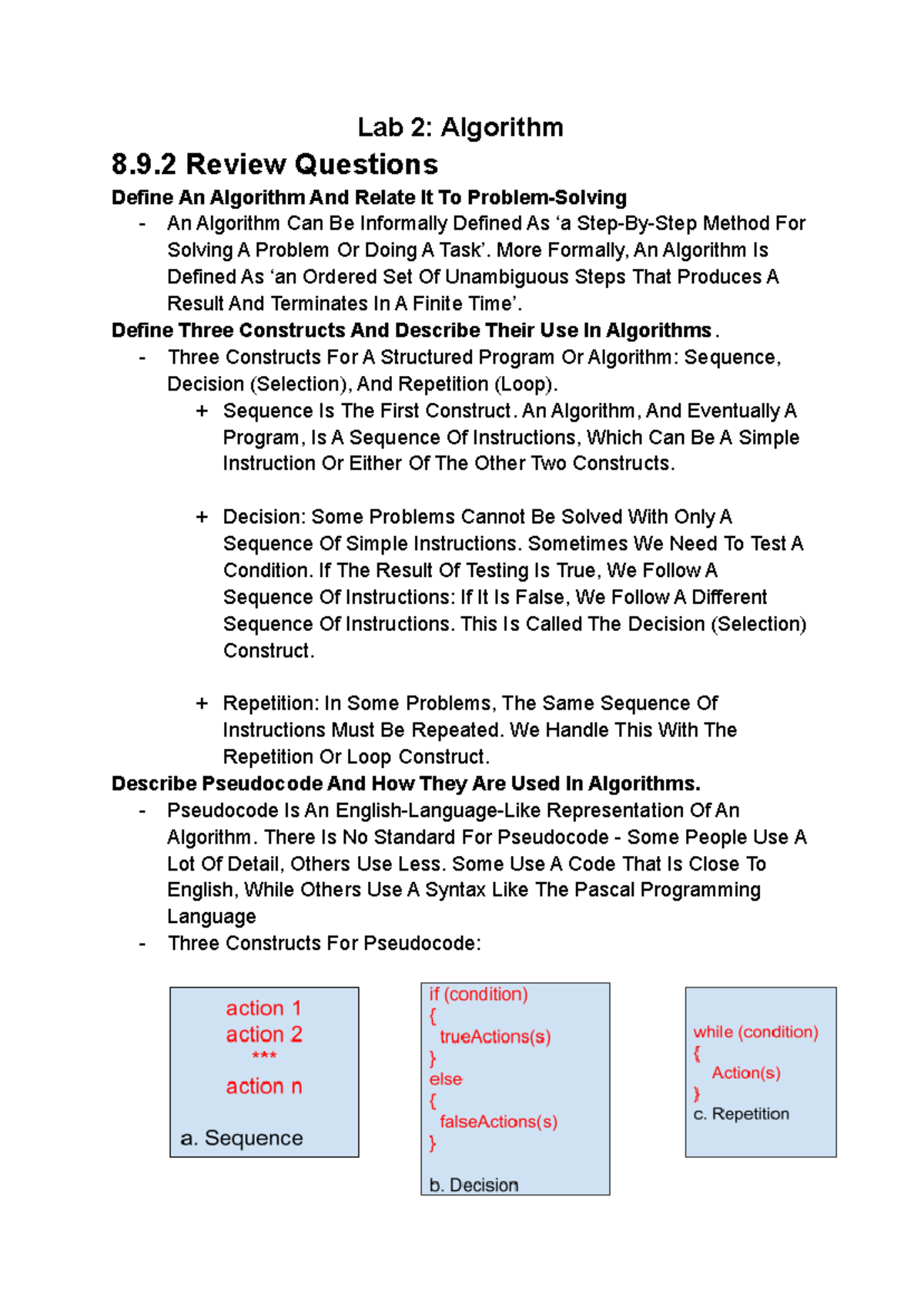 Lab2-CSI104 đã có lời giải chi tiết của thầy HUNGBT - Lab 2: Algorithm 8.9 Review Questions ...
