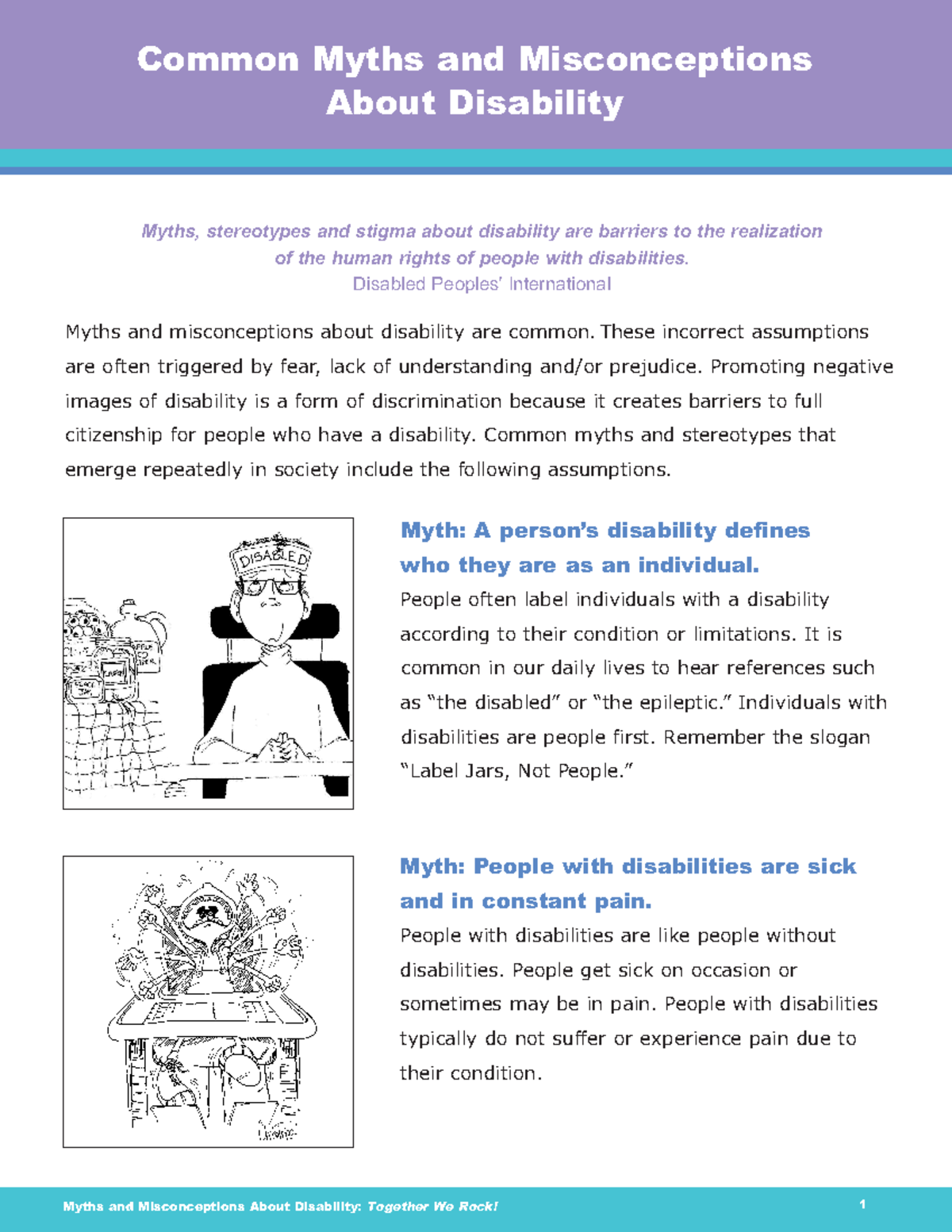 Disability Insights: Challenging Common Myths and Misconceptions - Studocu