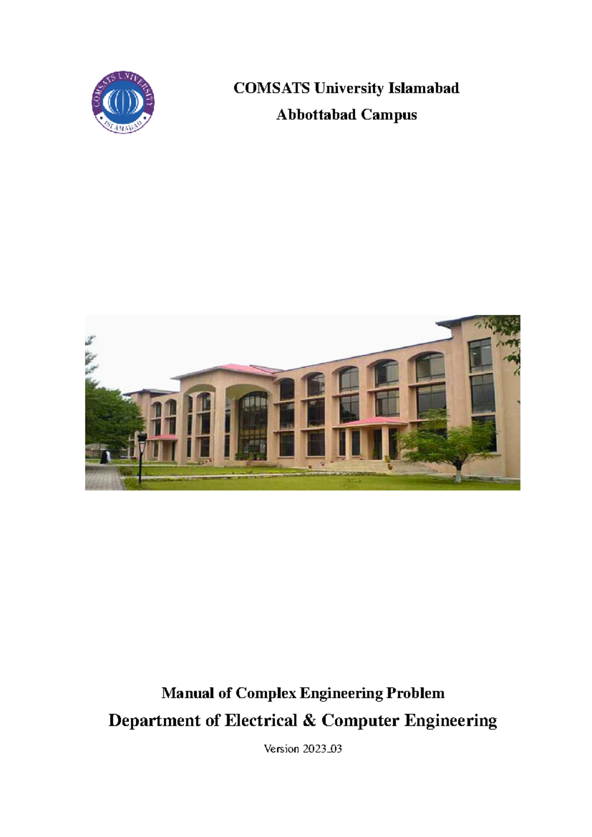 COMSATS University Islamabad ECE CEP Manual SP24 v01 - Studocu