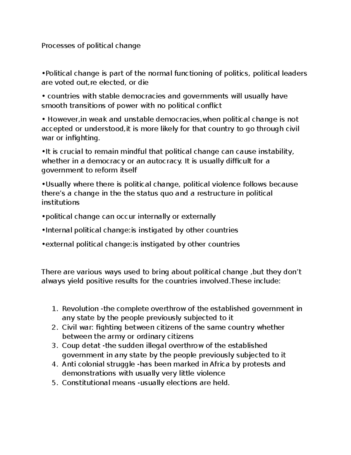 Processes of Political Change: Dynamics, Causes, and Consequences ...