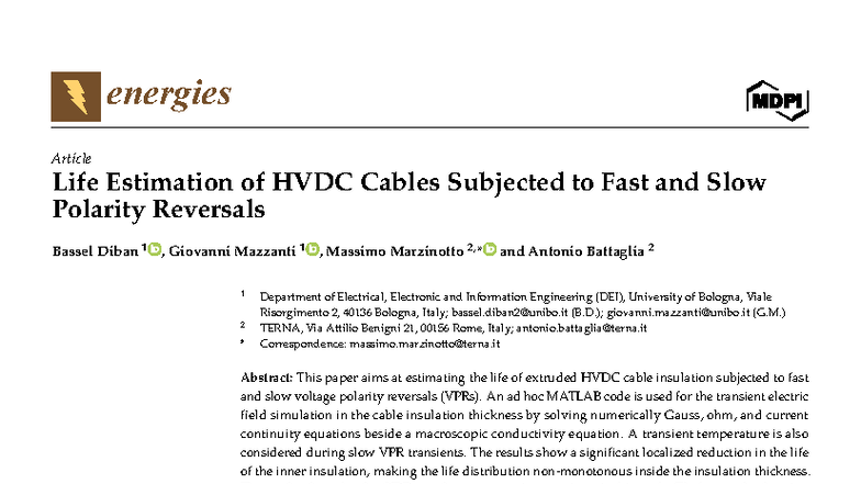 Life Estimation of HVDC Cables Under Fast and Slow Polarity Reversals ...