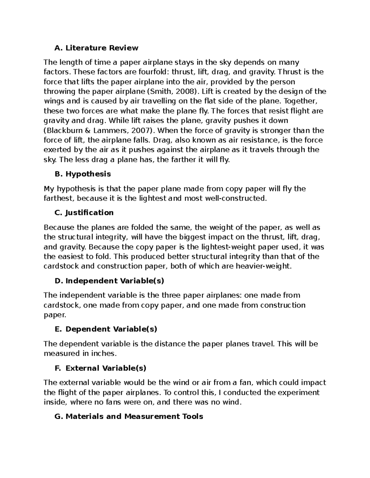 Natural Science Lab: Paper Airplane Experiment Analysis - Studocu