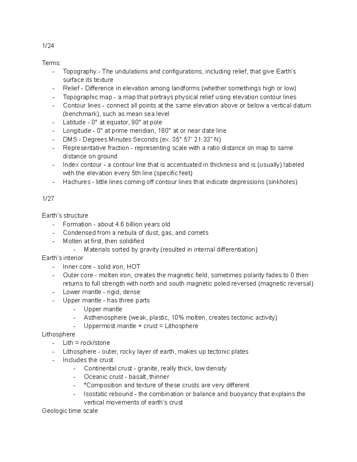 Geology Lecture Notes (GEO 101): Earth’s Structure and Processes - 1 ...