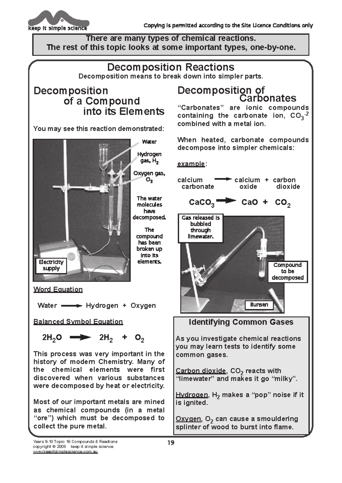 Chemical Reactions: Decomposition & Precipitation Equations (Chem 101 ...