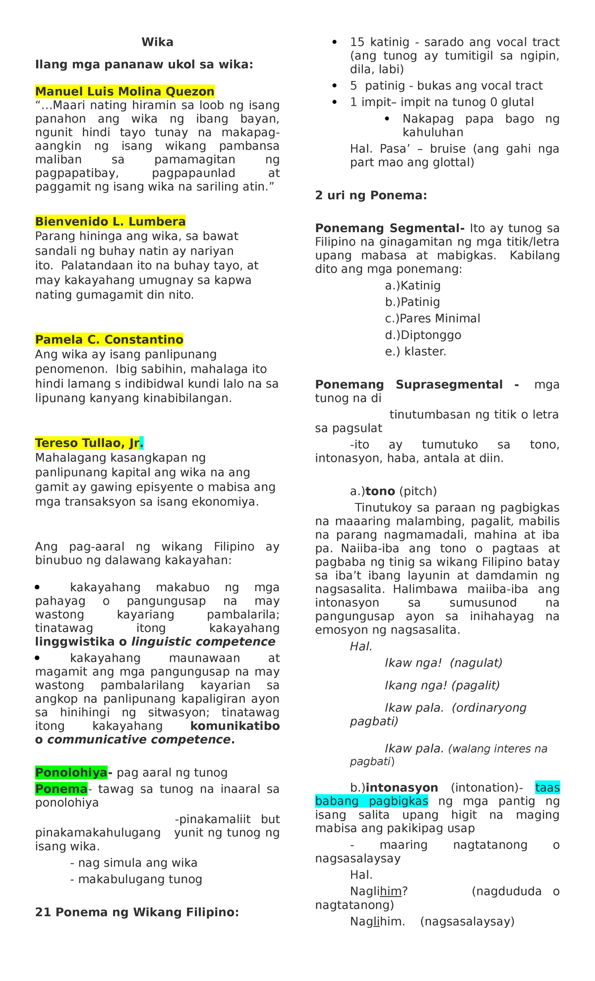 LET Reviewer - Komunikasyon sa Filipino (Final Exam Prep) - Studocu