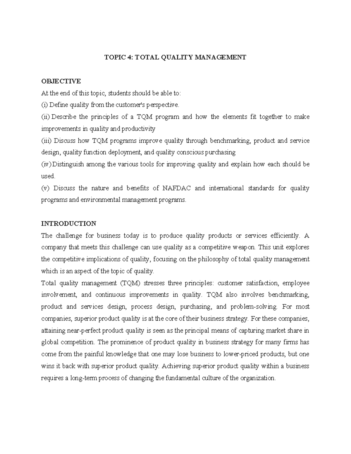 Total Quality Management (TQM) Overview: Key Concepts and Principles ...