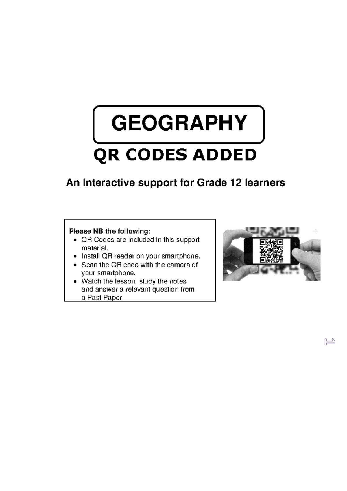 Geography Notes with QR Codes for Grade 12 Support Materials - Studocu