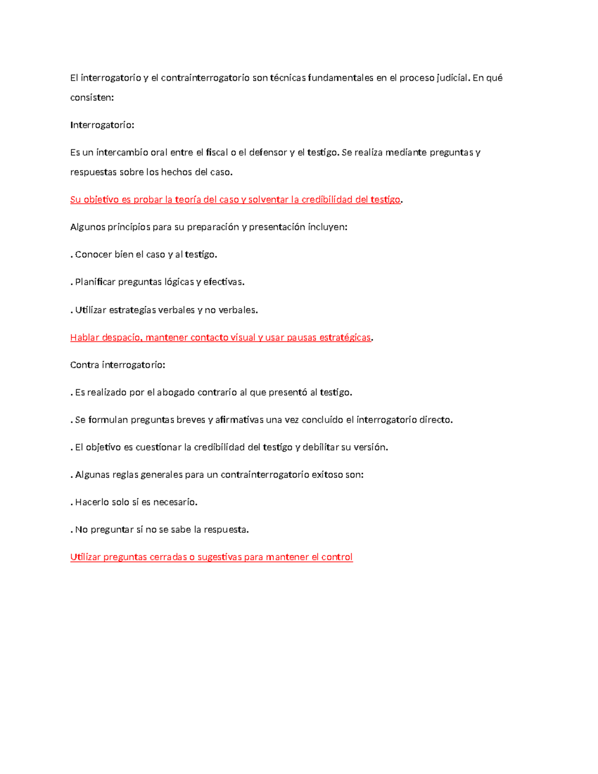 Interrogatorio y Contra Interrogatorio: Técnicas y Estrategias ...
