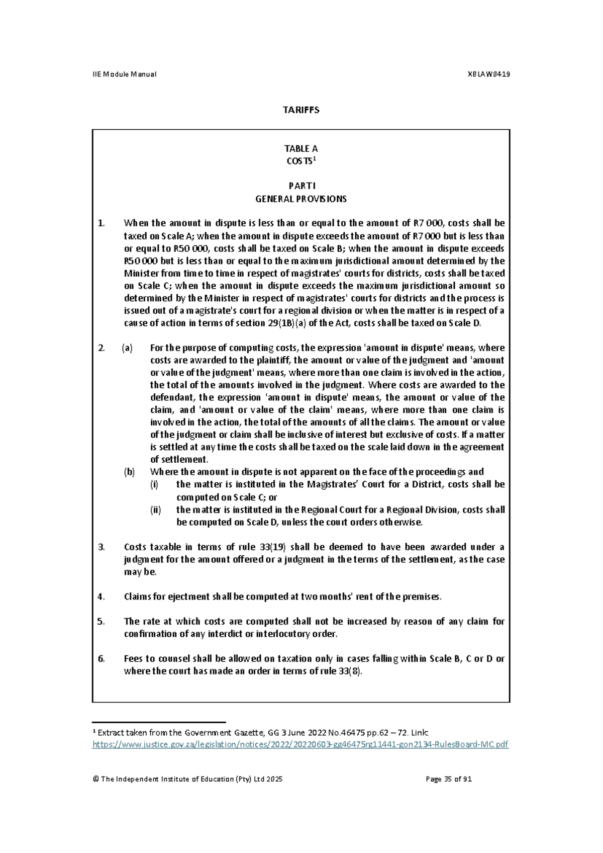 IIE Module Manual XBLAW8419: Tariffs Table & Business Proposal Insights ...