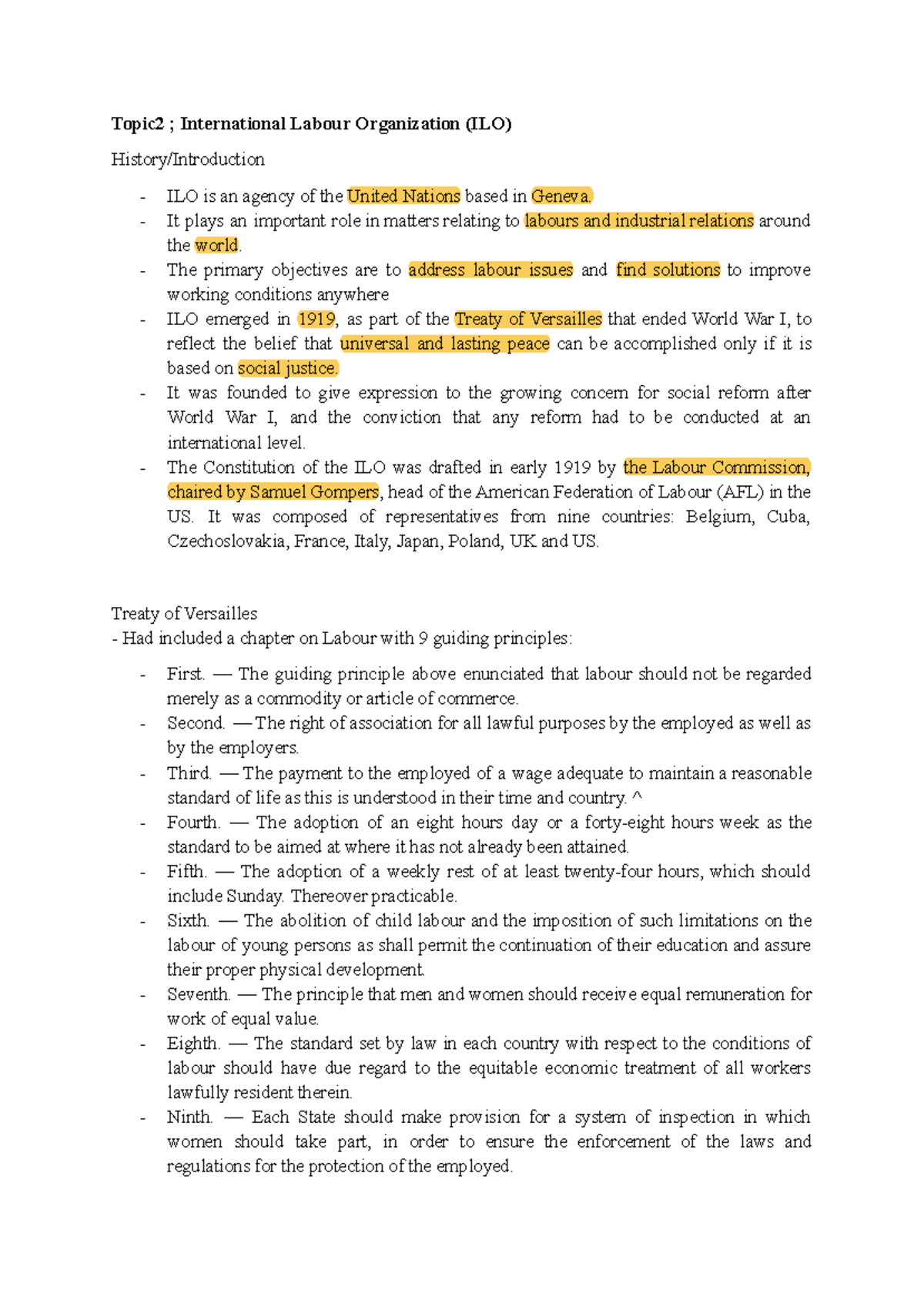 ILO Labour Notes: History, Objectives, and Key Principles - Studocu