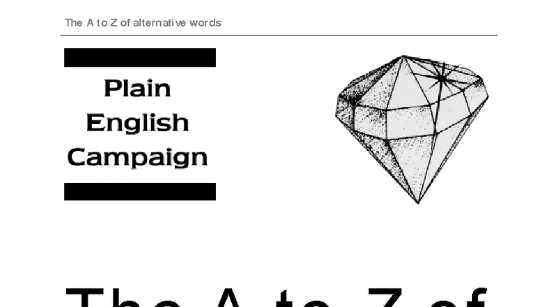 A to Z of Alternative Words Guide - Plain English Campaign 2024 - Studocu
