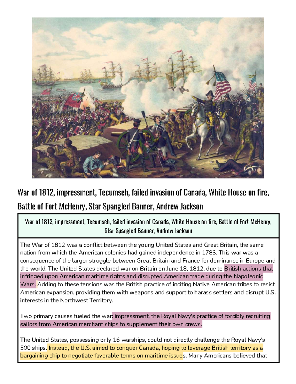 The War of 1812: Causes, Key Events, and Its Lasting Impact (HIST101 ...