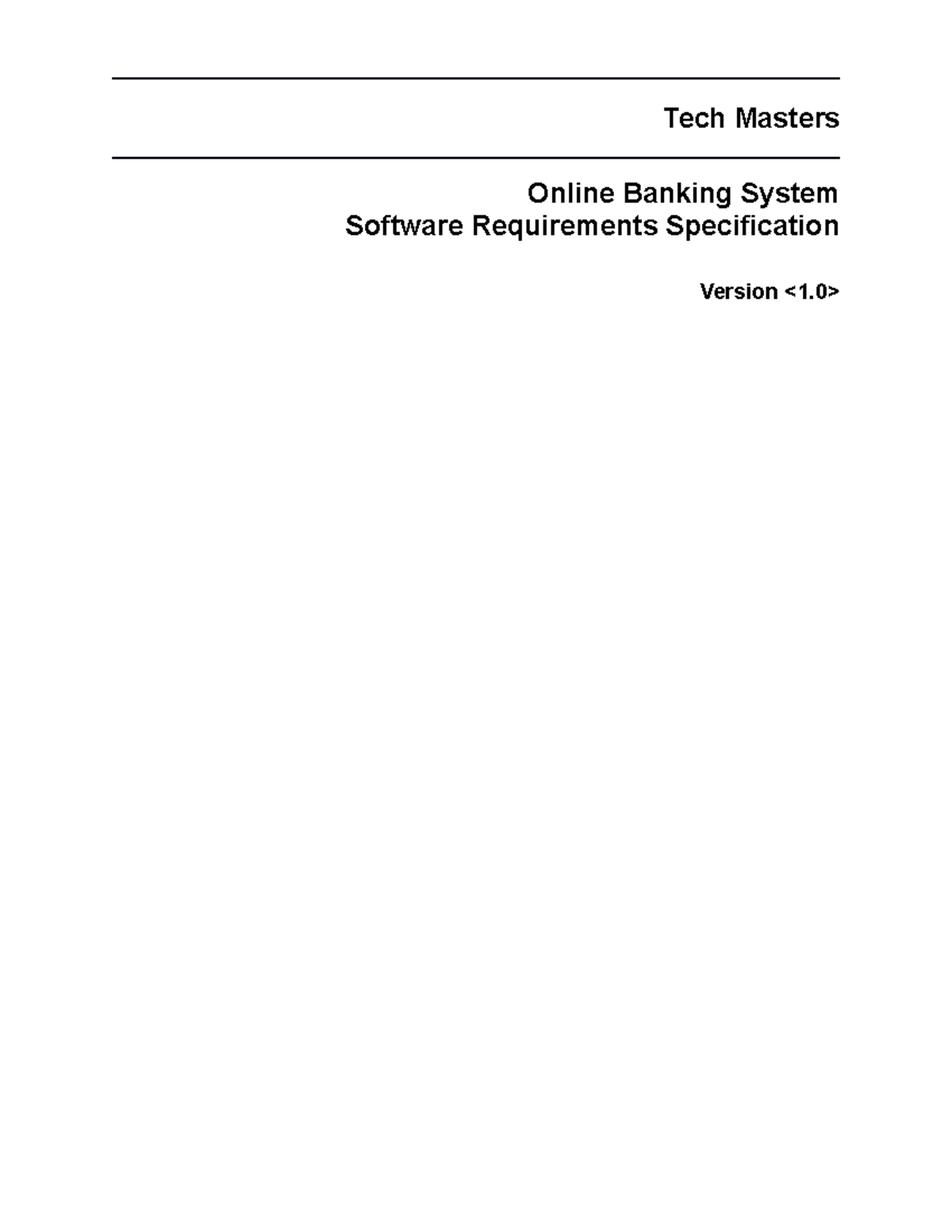 SRS Document for Online Banking System (F16BB121, F16BB122, F16BB123 ...
