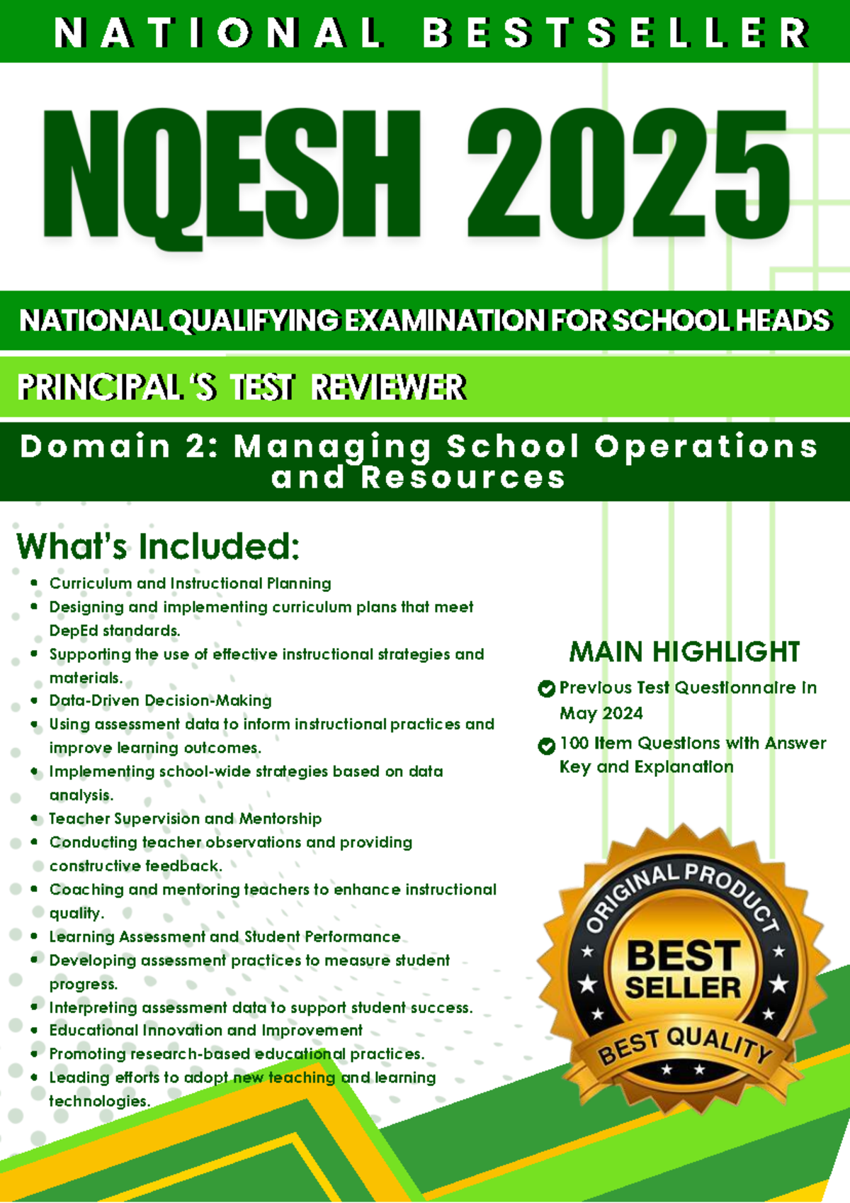 NQESH Domain 2: Test Reviewer for Managing School Operations - Studocu