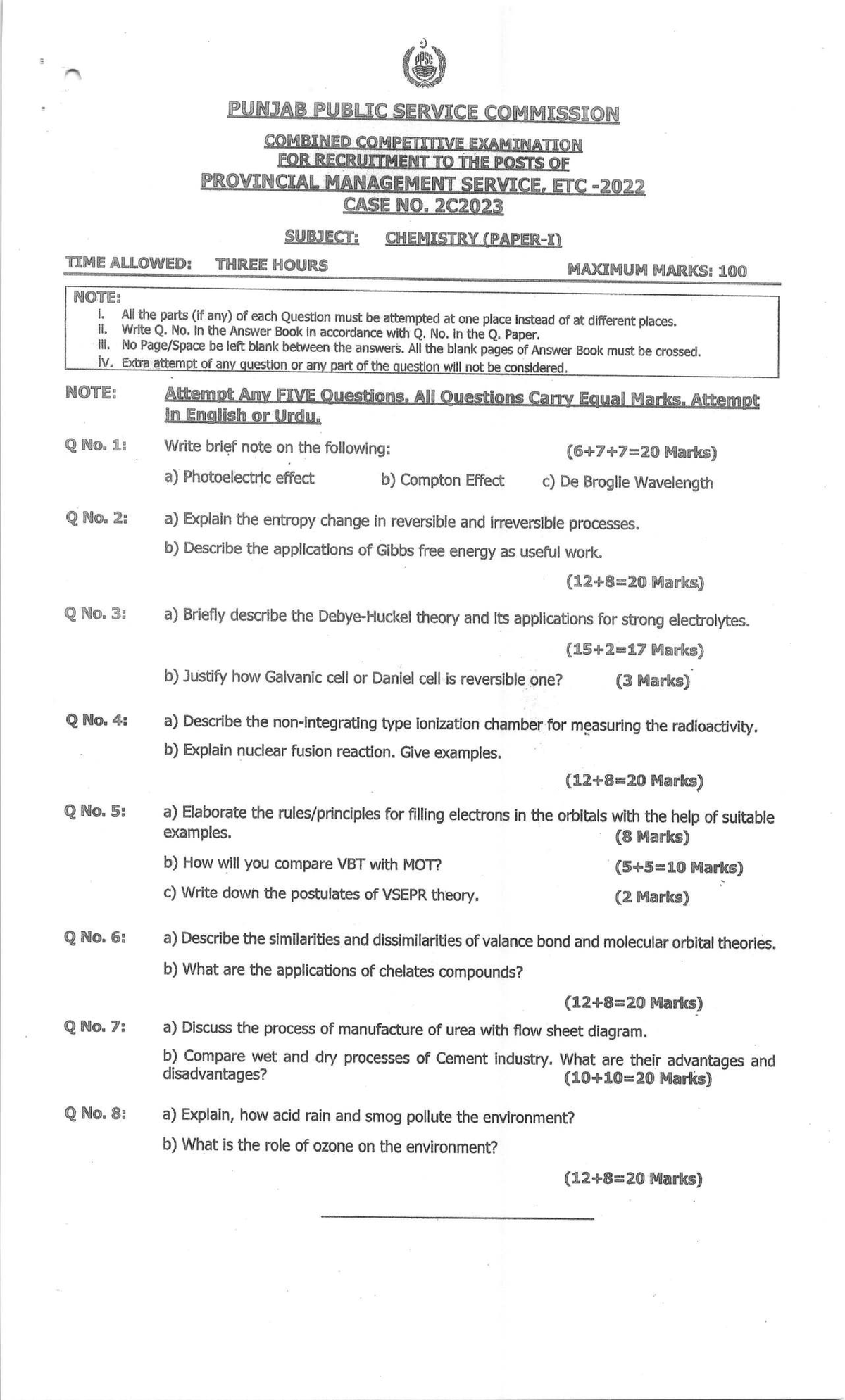 Chem 2022 - Case Study on Time Three Hours Exam - Studocu