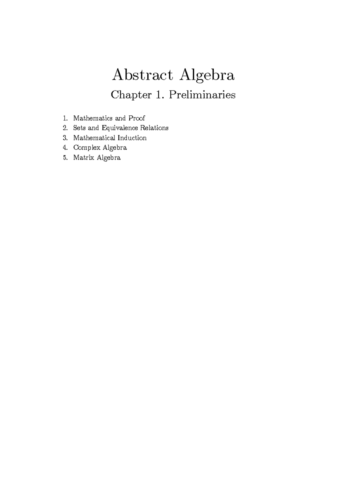 Abstract Algebra (MATH 101) Chapter 1: Preliminaries and Concepts - Studocu