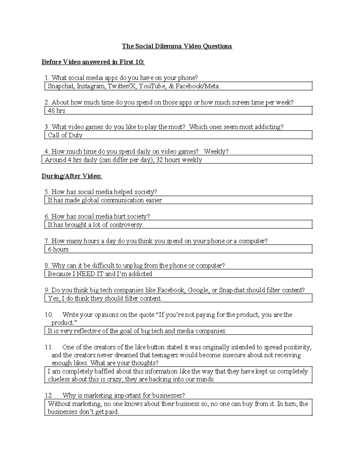 Social Dilemma Movie Questions - The Social Dilemma Video Questions ...