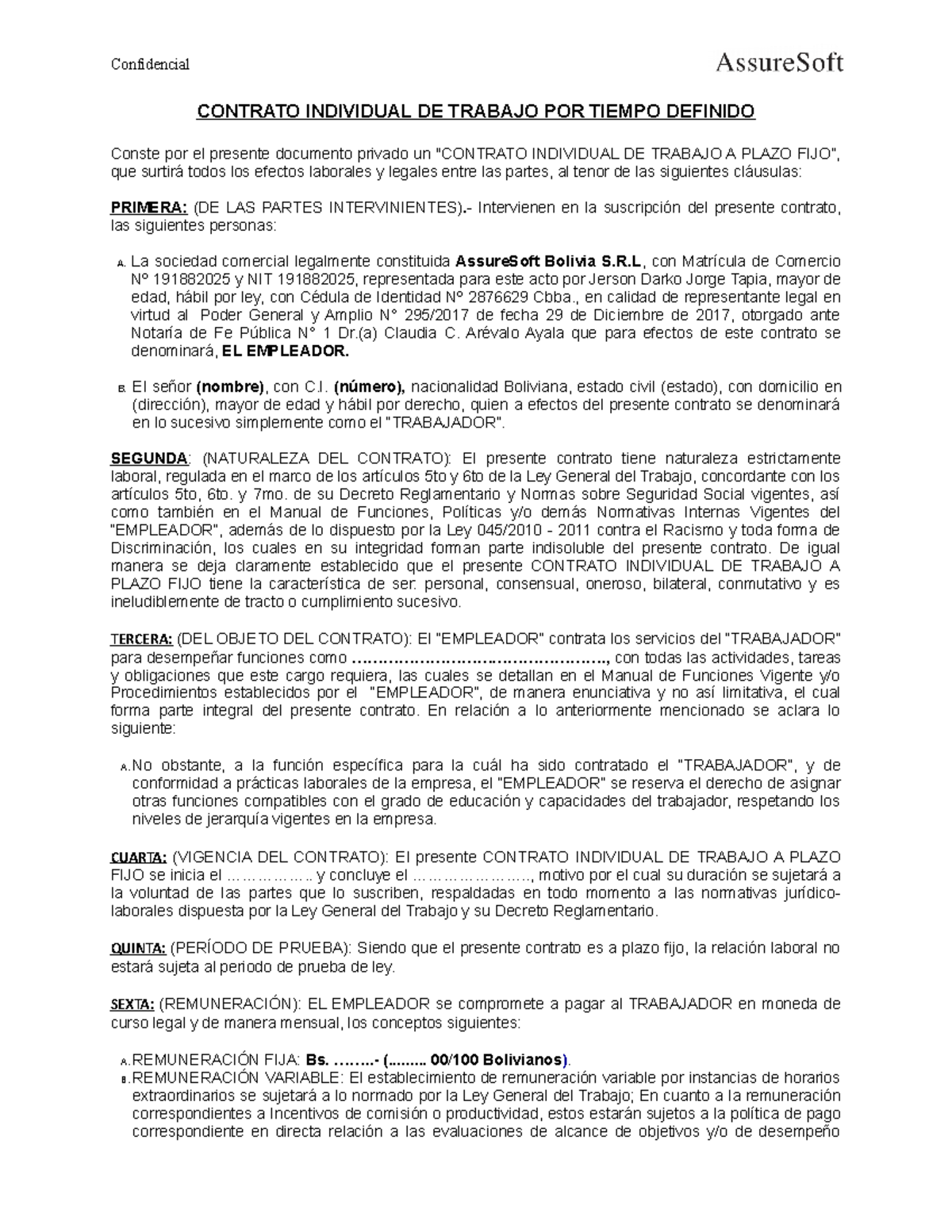 Plancha Contrato Definido - CONTRATO INDIVIDUAL DE TRABAJO POR TIEMPO ...