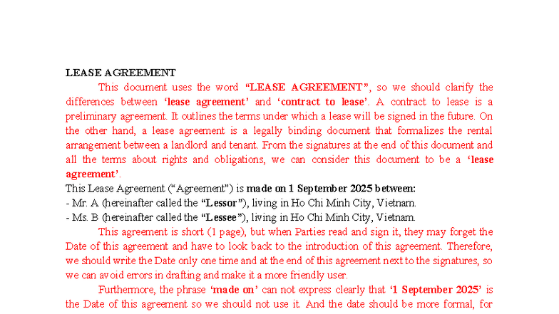 Lease Agreement Review and Recommendations - Course Code: 2252202010 ...