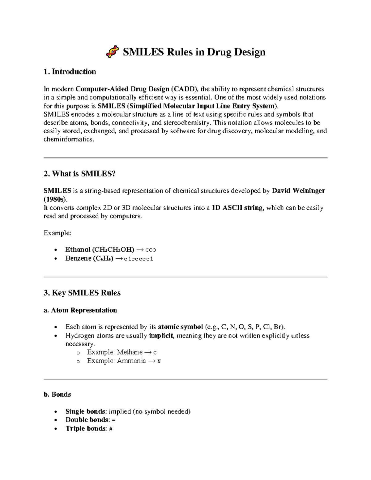Lec. 6 - SMILES Rules in Drug Design: Key Concepts & Applications - Studocu