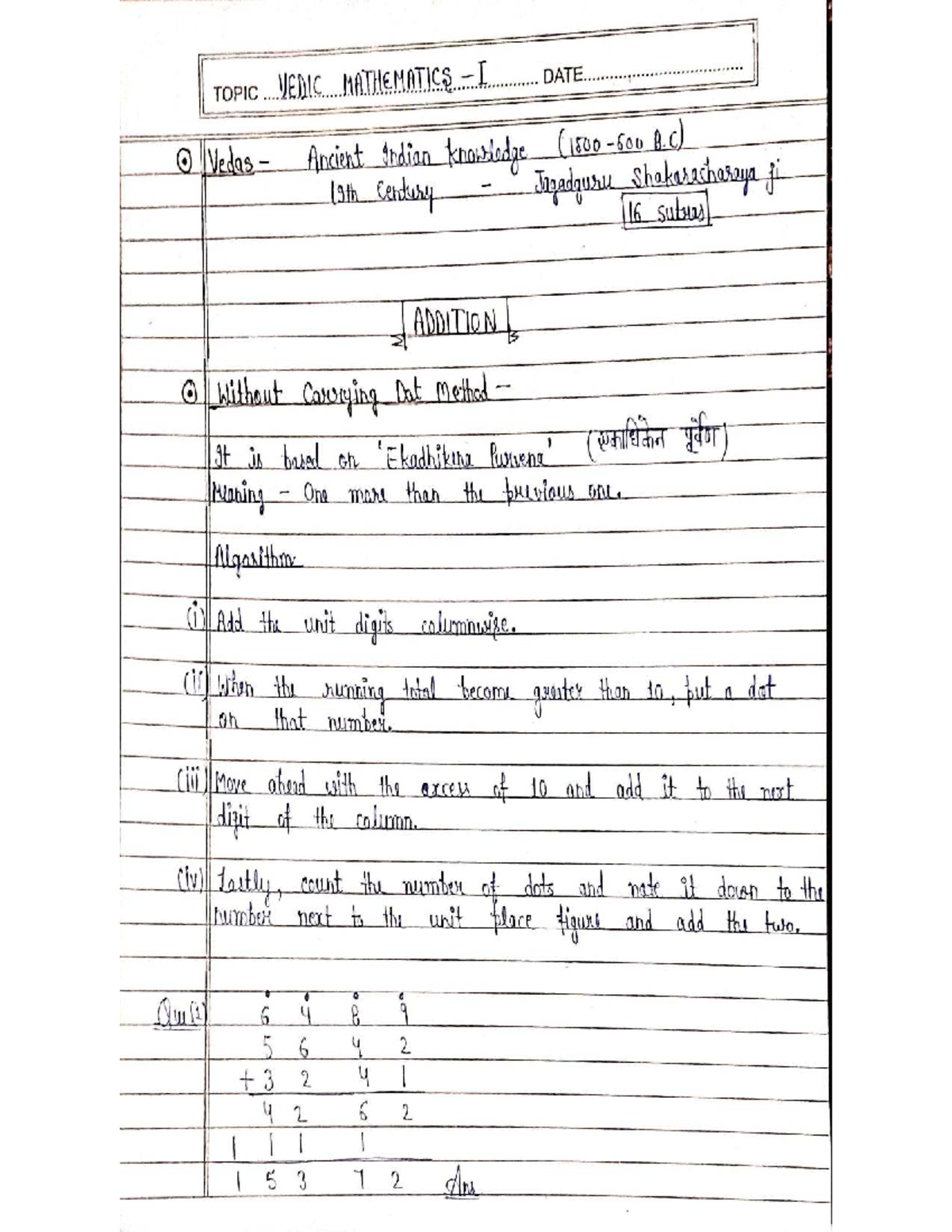 Vedic Mathematics Notes (Course Code: VM101) - Key Study Material - Studocu