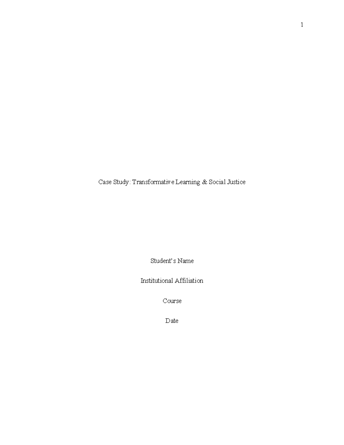 Case Study: Transformative Learning & Social Justice (EDU 101) - Studocu