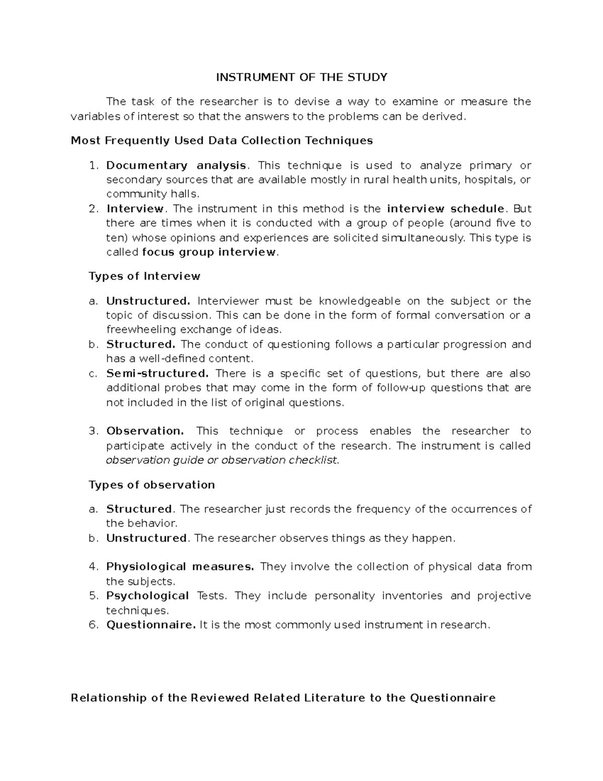 Research Instruments and Sampling Techniques in Study - Studocu