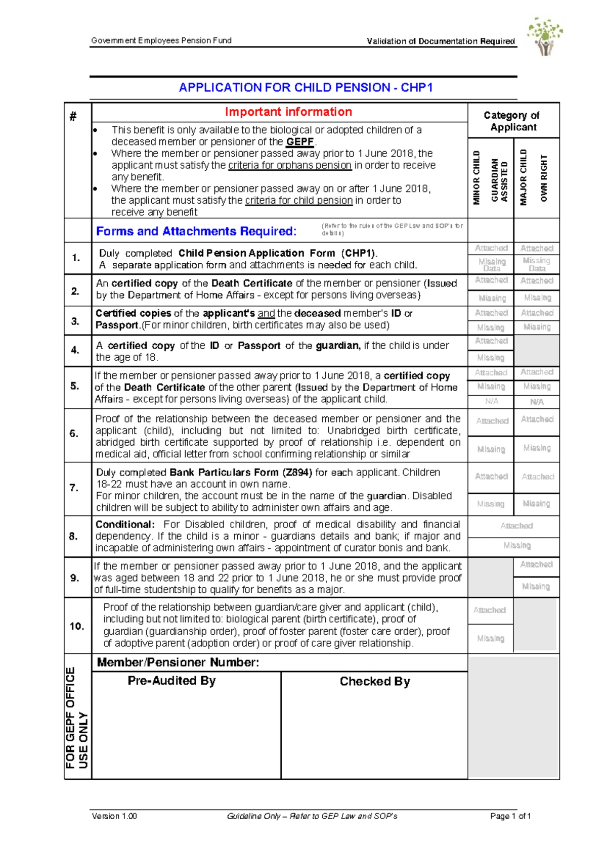 Child Pension Application Form – CHP1 for GEPF Submission - Studocu