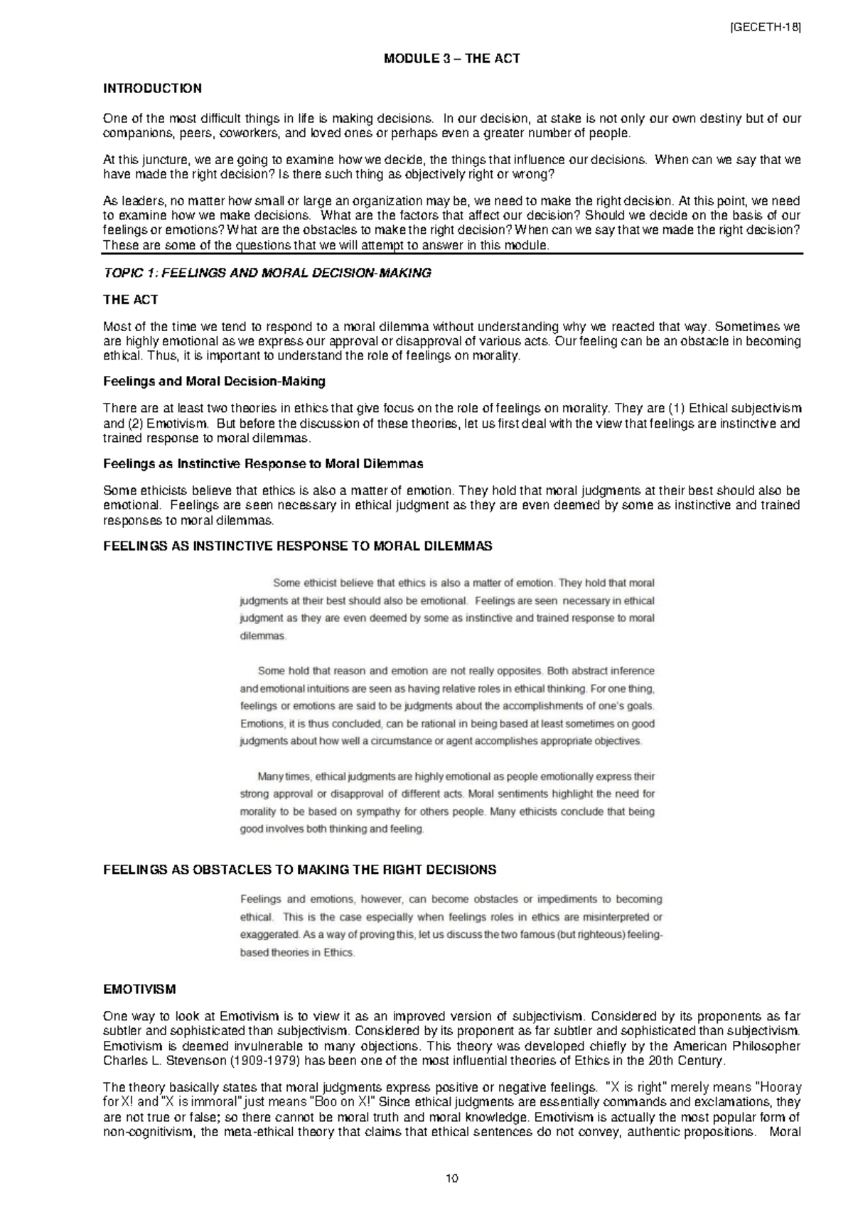 M [ Geceth-18] Module 3 - Moral Decision-Making and Ethics - Studocu