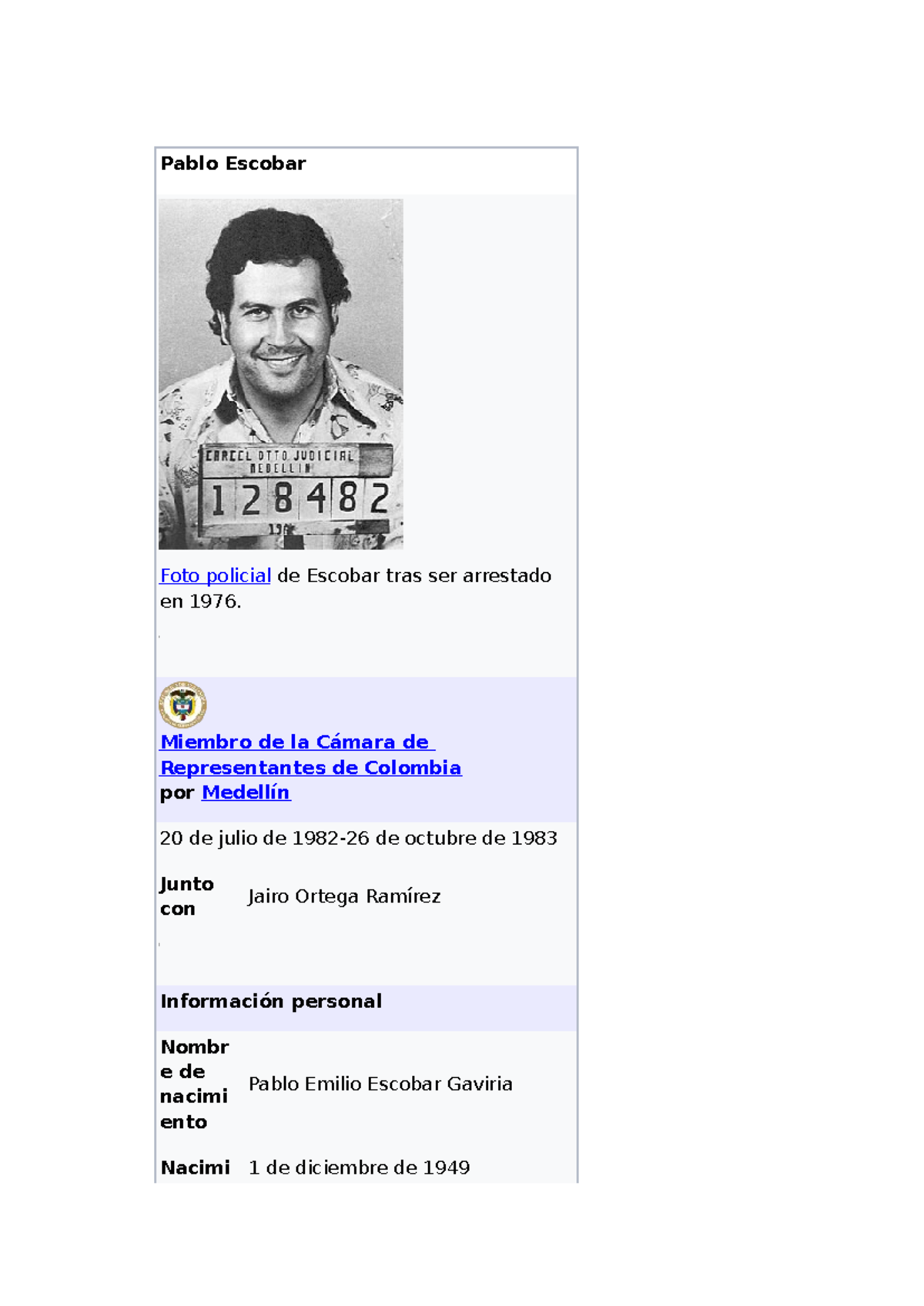Pablo Escobar: Biografía y Legado del Narcotraficante (Historia) - Studocu