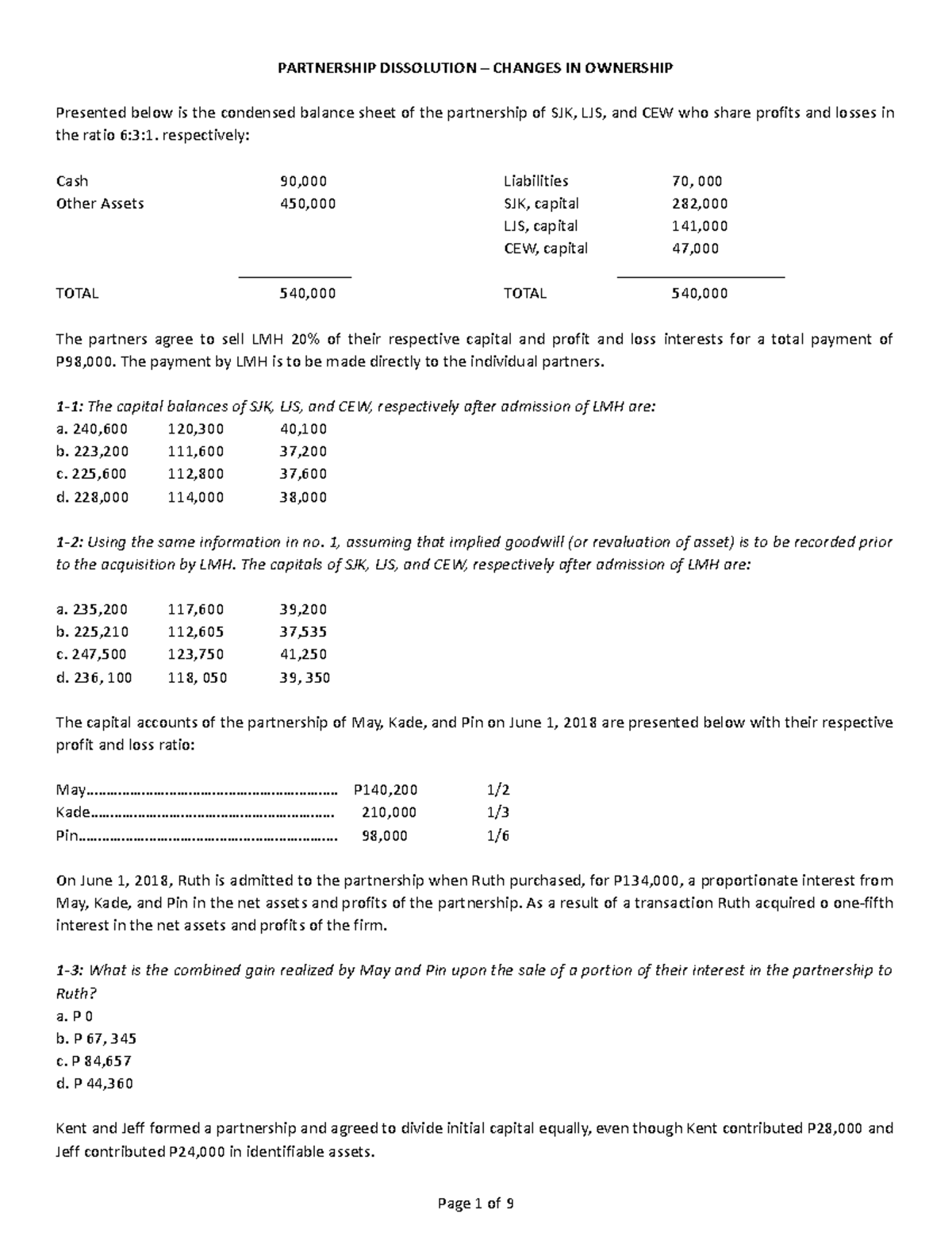 Partnerships: Dissolution and Liquidation Insights and Problems - Studocu