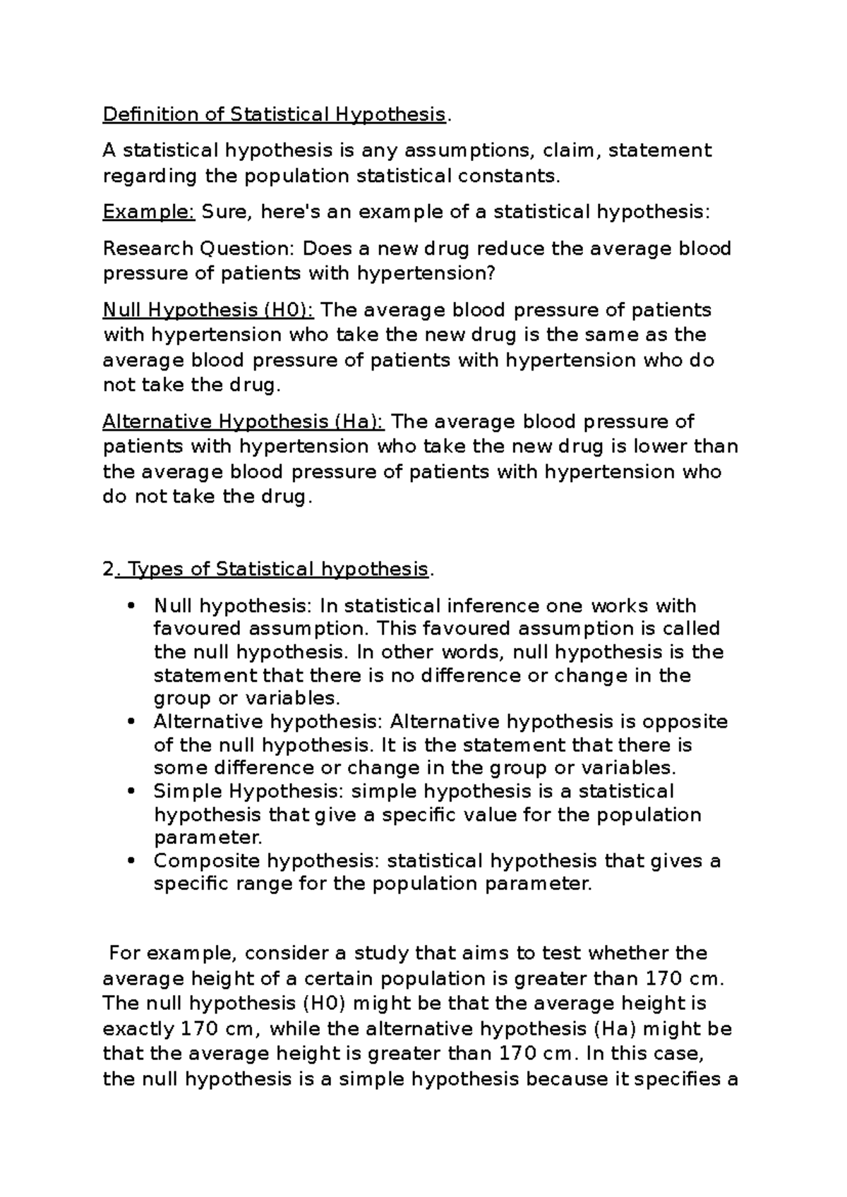 Definition of Statistical Hypothesis - A statistical hypothesis is any ...