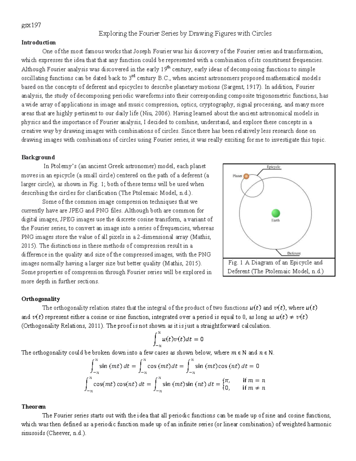 gsx197 Fourier Series Exploration: Drawing Figures with Circles - Studocu