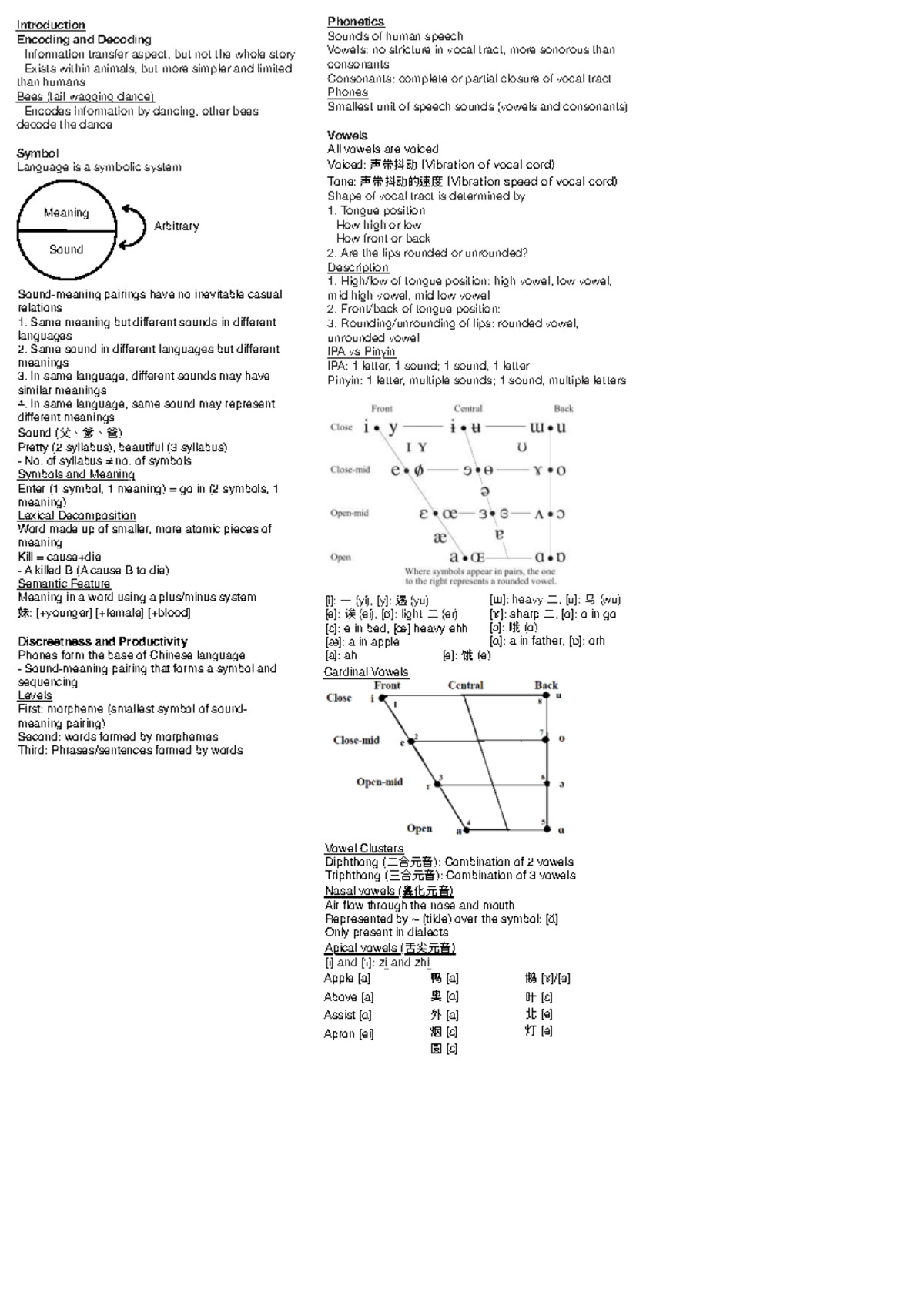 CL1101E Encoding and Decoding: Phonetics and Language Analysis Notes ...