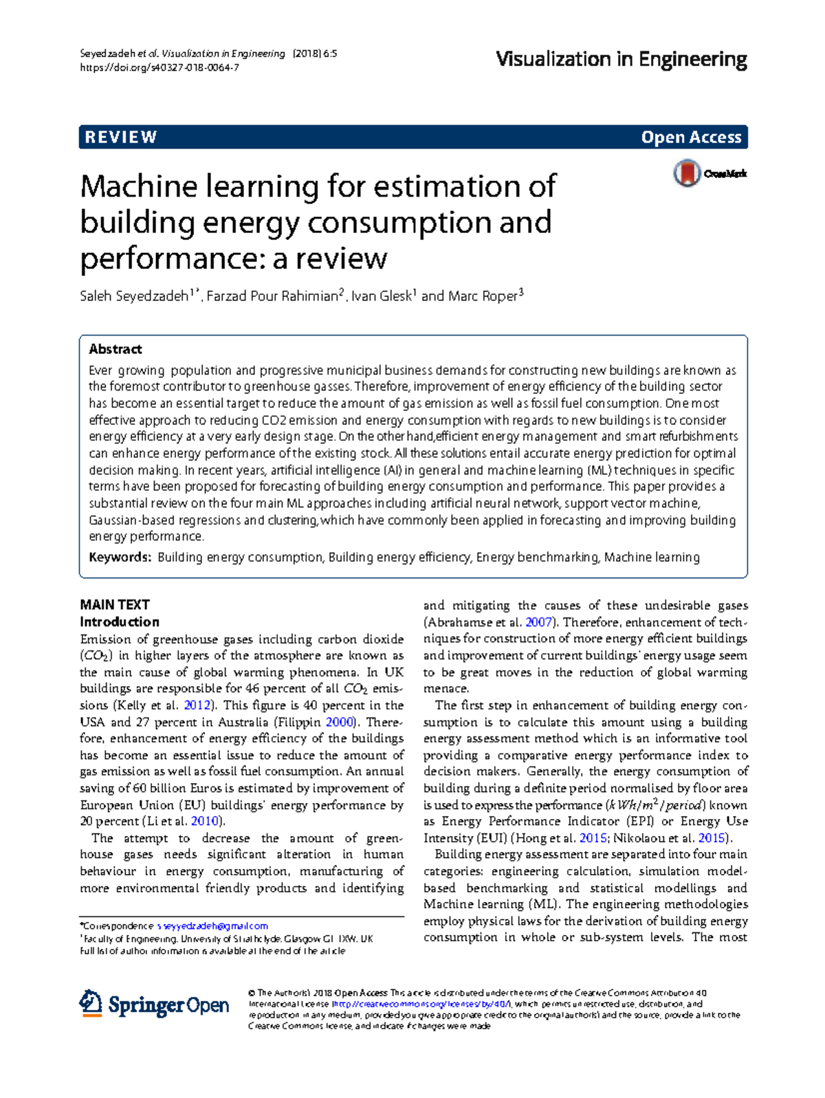 S40327 018 0064 7 - Machine Learning Review for Building Energy ...