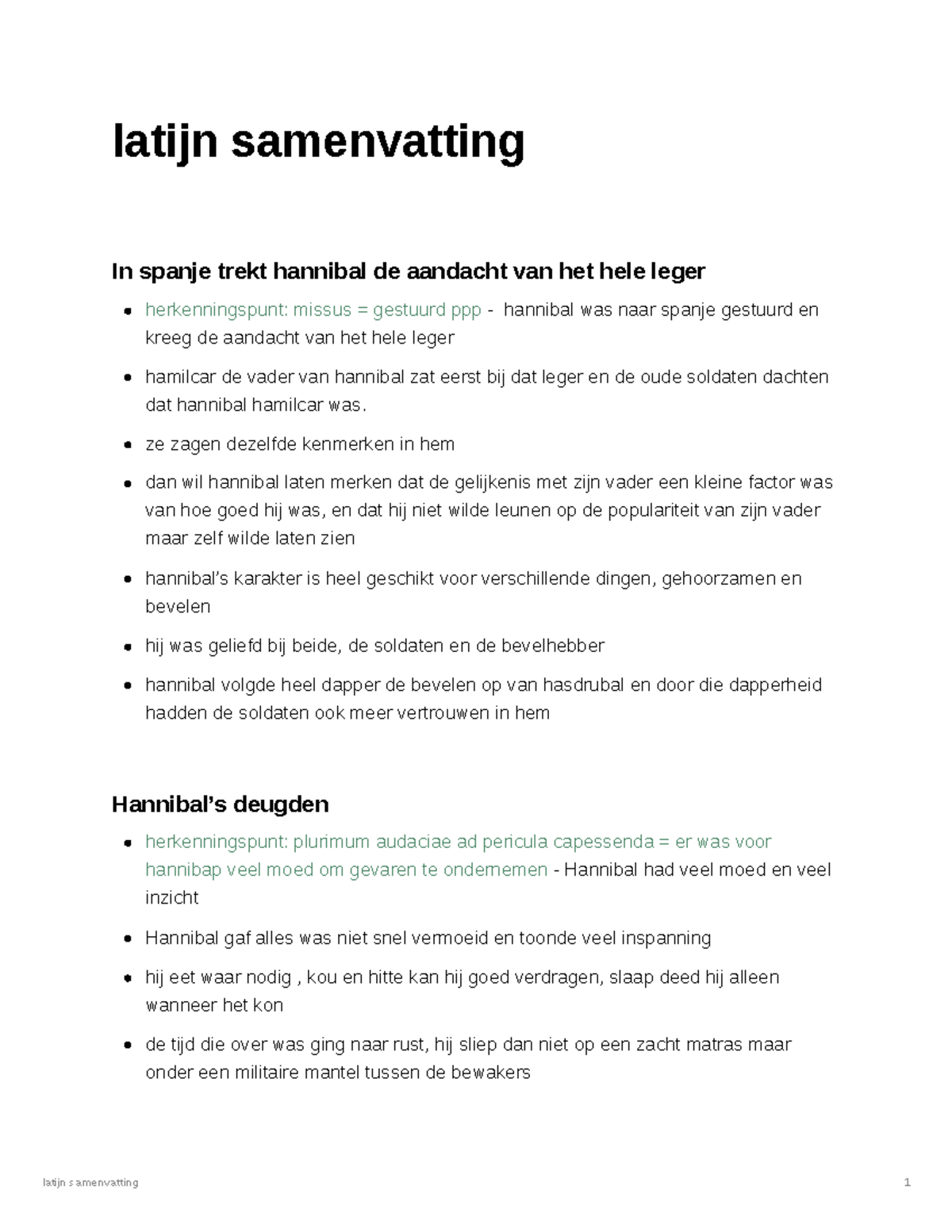 Latijn Samenvatting: Hannibal's Strategie en Dapperheid in Spanje ...