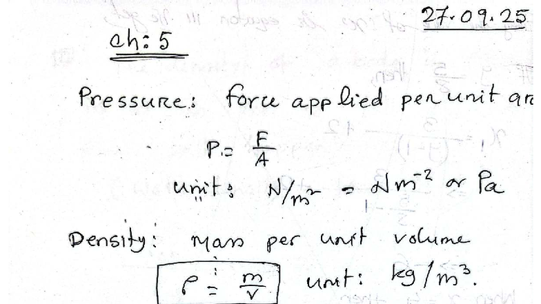 Ssc Physics - Matter and Pressure: Full Chapter Summary - Studocu