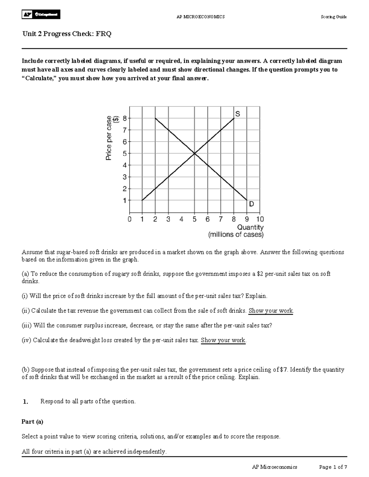 AP MICROECONOMICS Unit 2 Progress Check: FRQ Scoring Guide - Studocu