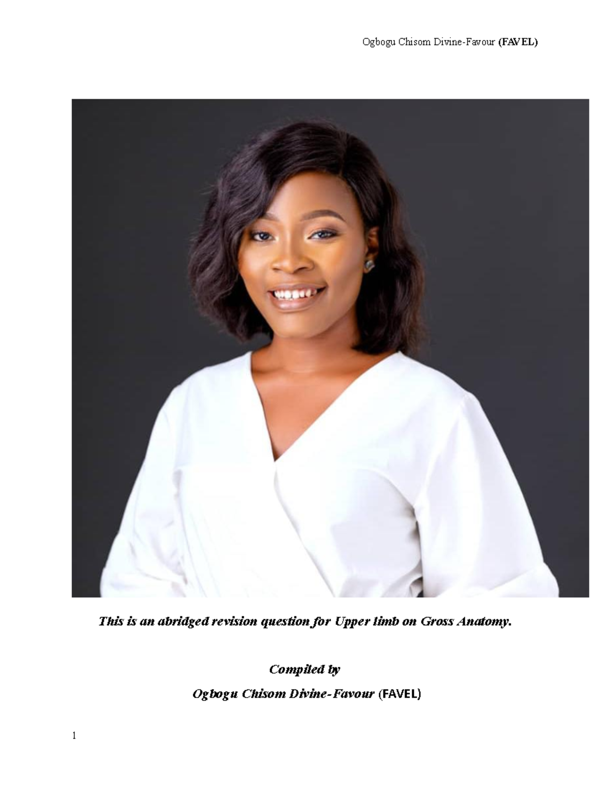 Upper Limb Gross Anatomy Revision Questions (FAVEL) - Studocu