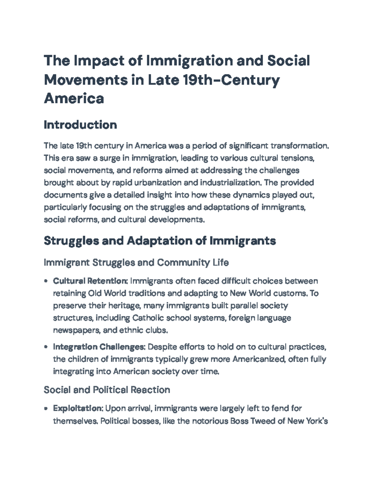 The Impact of Immigration & Social Movements in Late 19th-Century ...