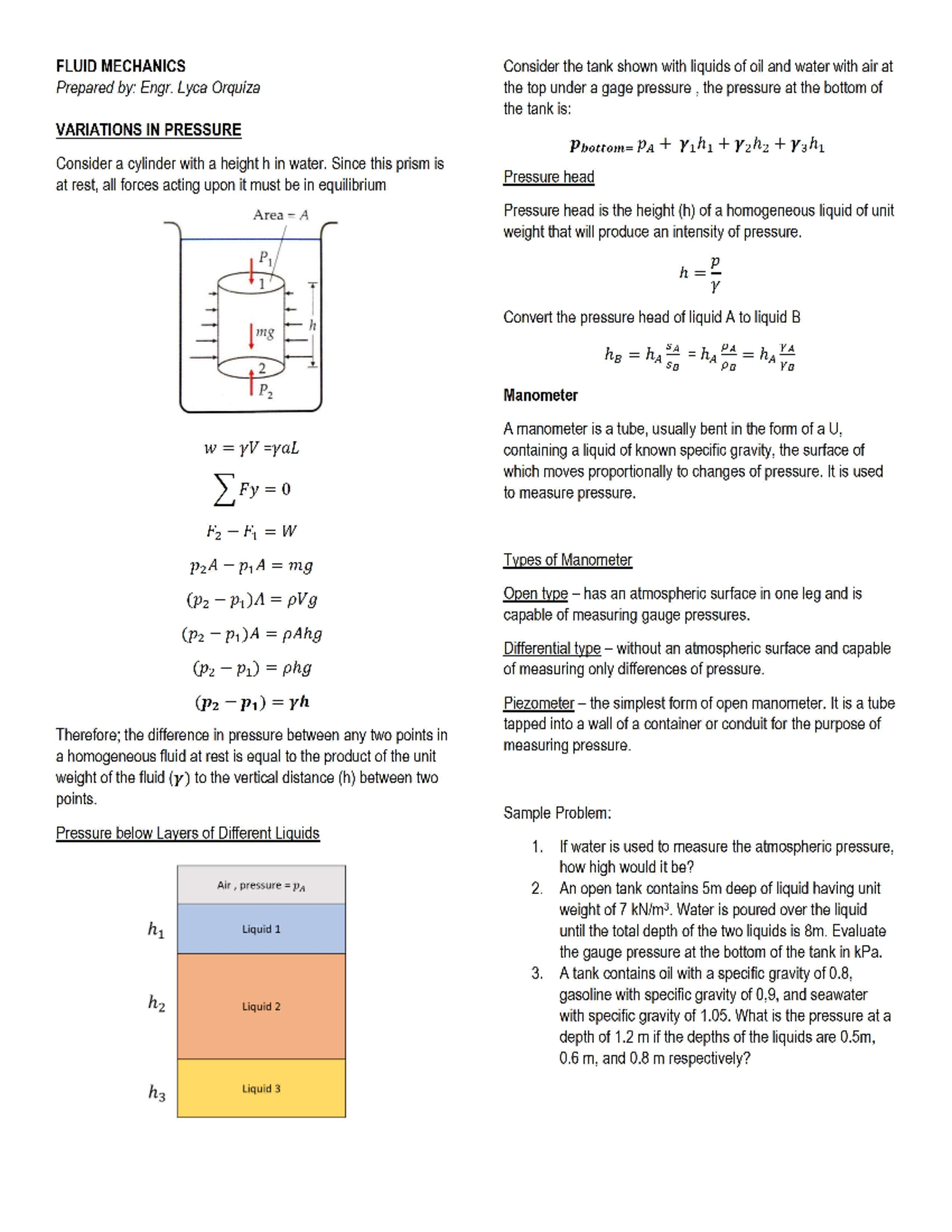 BES 060 Final Exam Notes on Variations in Pressure - Studocu
