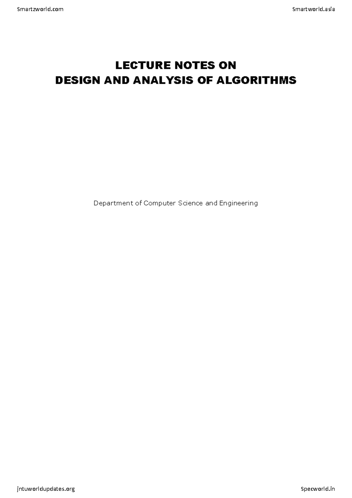 Design and Analysis of Algorithms (CSE 101) Lecture Notes Module 1 ...