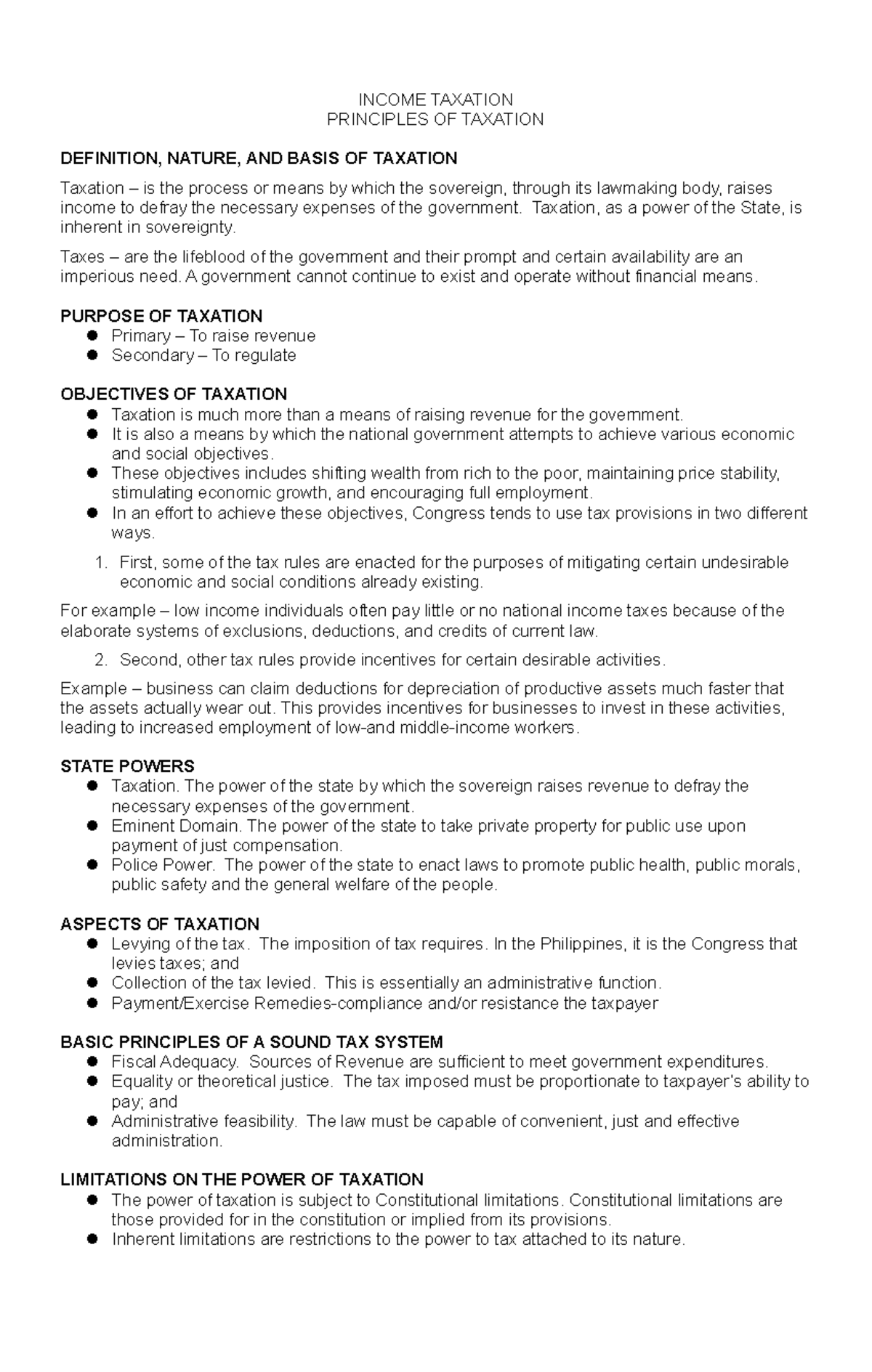 Income Taxation - Lesson in general tax - INCOME TAXATION PRINCIPLES OF ...