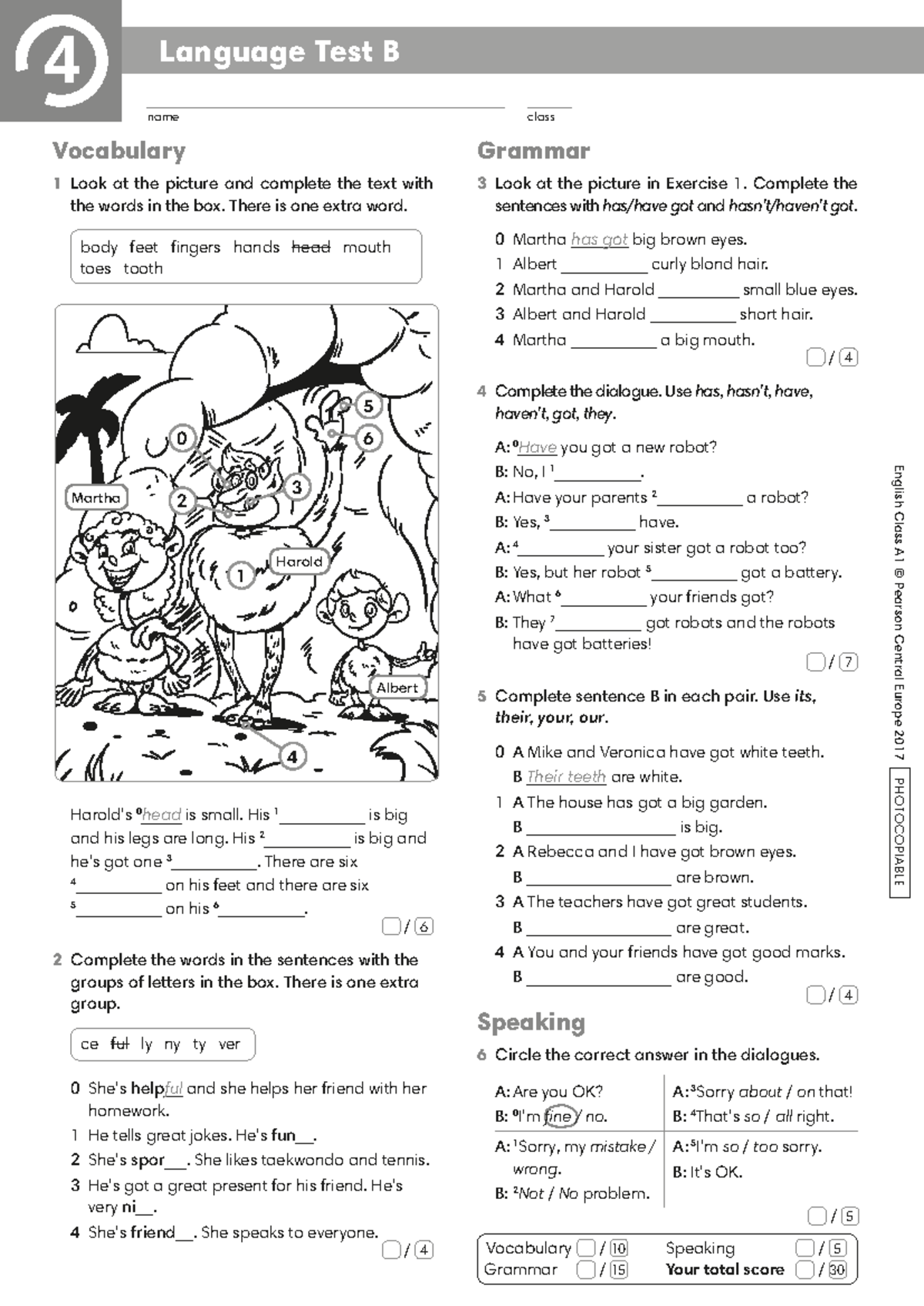 ECA1 Vocabulary & Grammar Test 4B: Complete the Sentences - Studocu