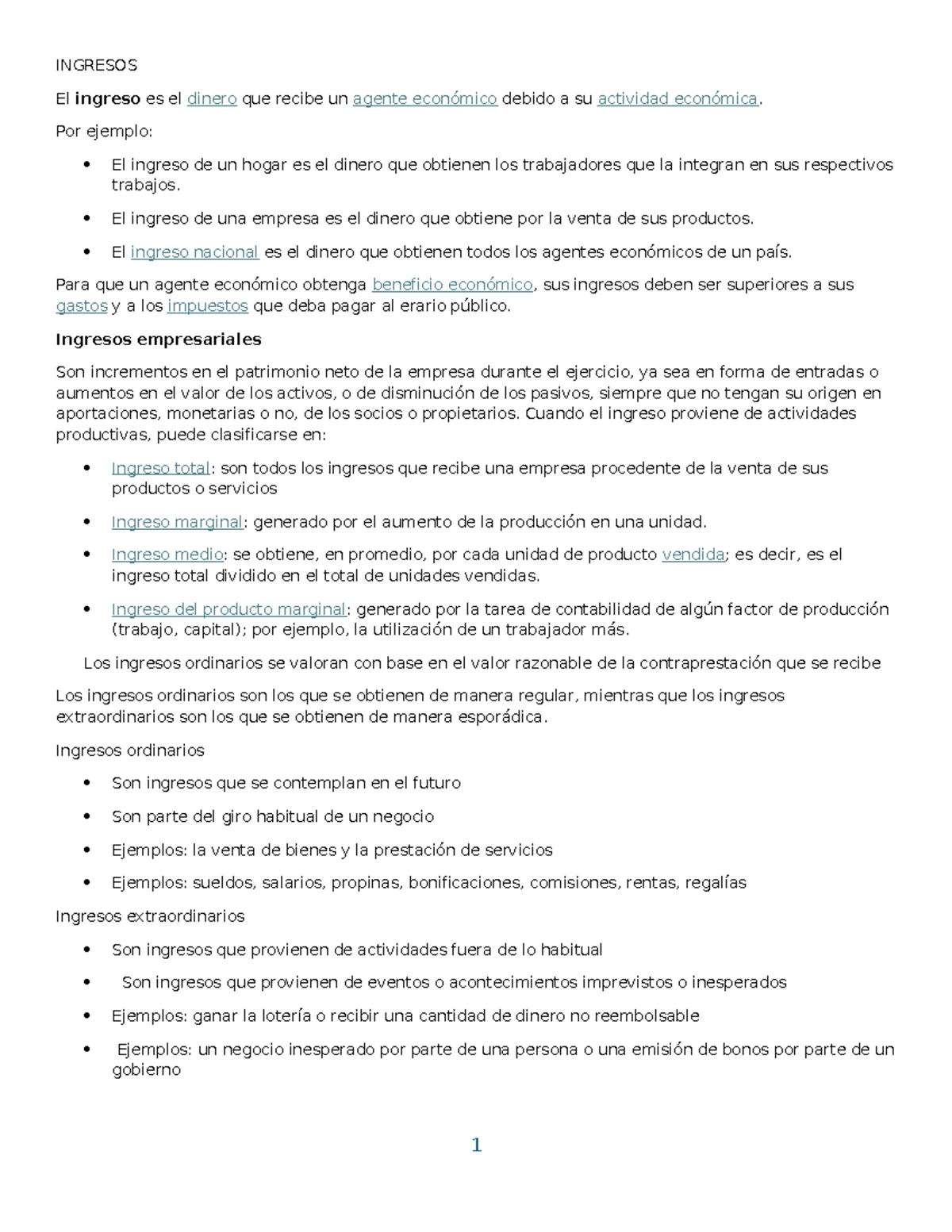 INGRESOS Y CLASIFICACIÓN: CONCEPTOS Y ASPECTOS CONTABLES - Studocu