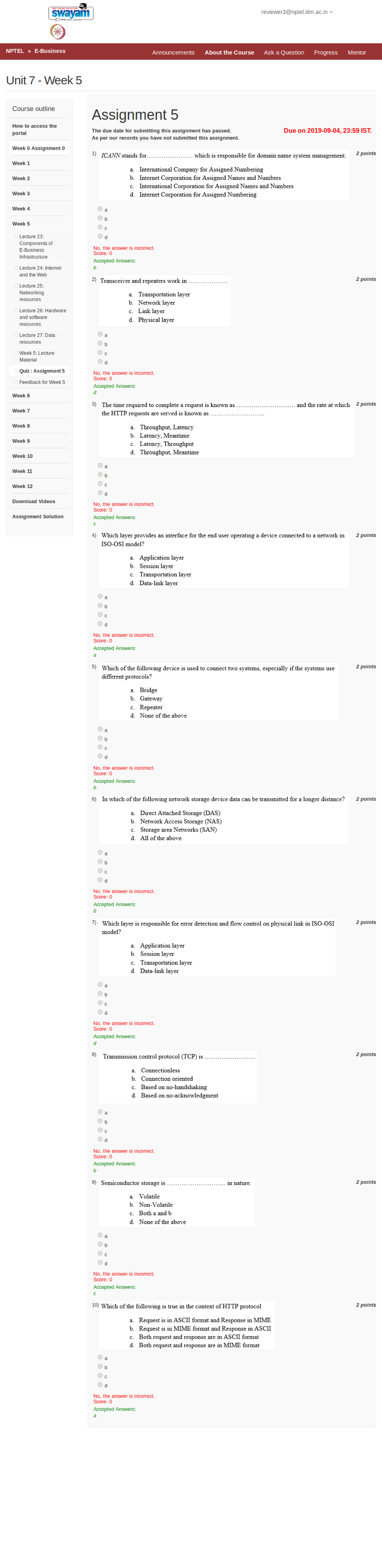 Noc19 mg54 Assignment 5 - Week 5 Overview and Quiz Answers - Studocu