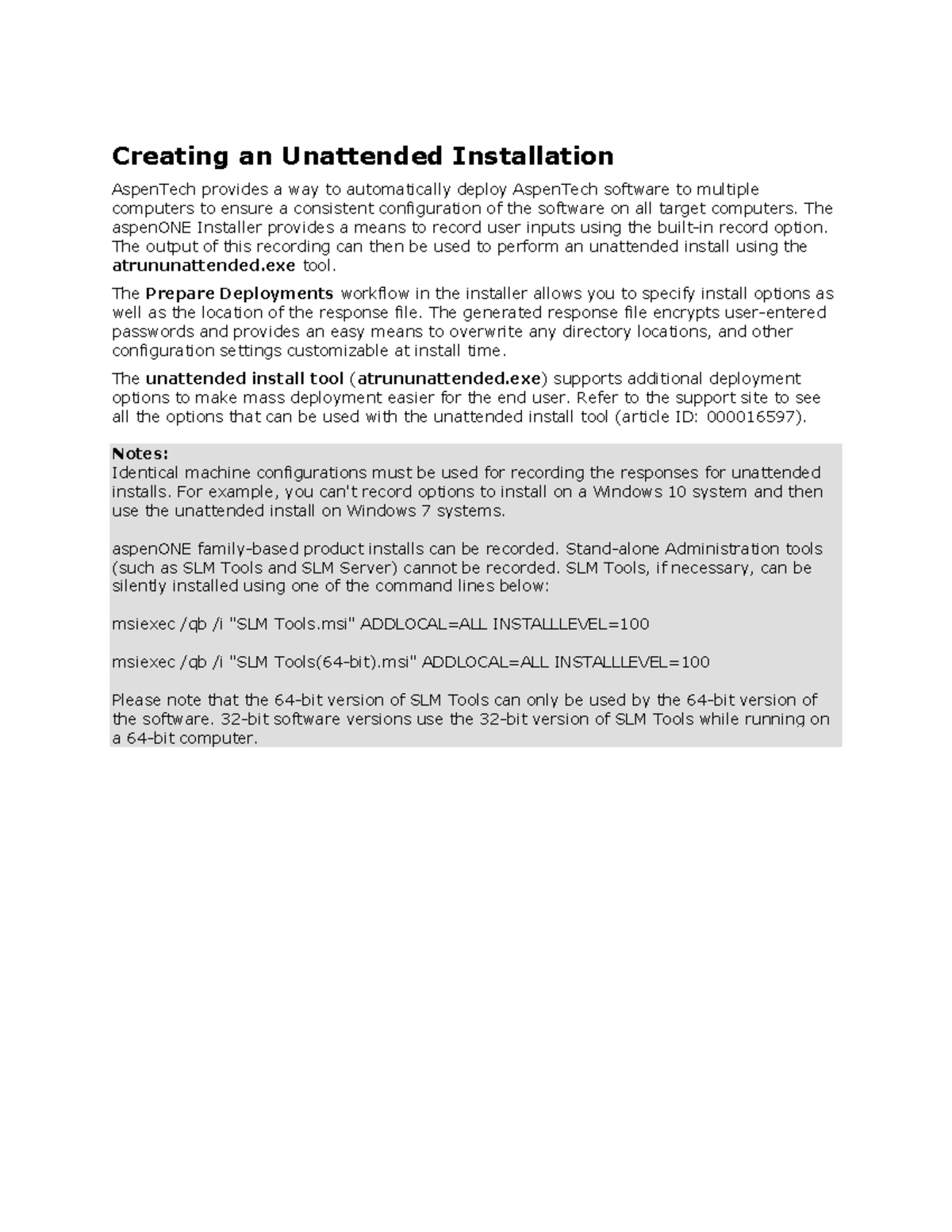Unattended Install Guide for aspenONE Software Deployment - Studocu